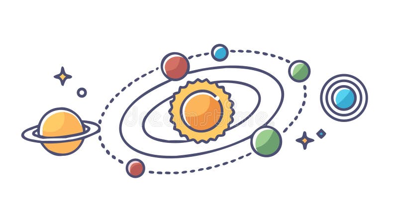 Solar System Planets Orbiting Celestial Bodies Icon, Vector Design ...