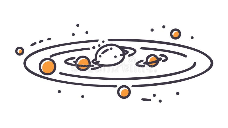 Solar System Planets Orbiting Star, Cosmic Celestial Dance, Vector ...