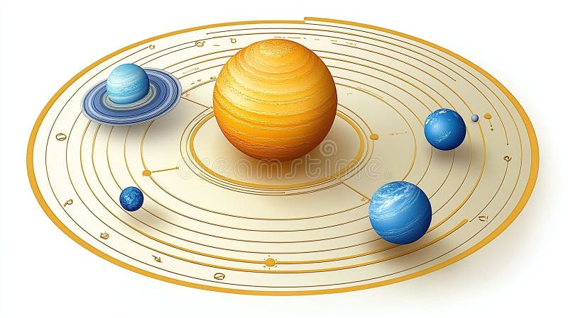 Solar System Planets Orbiting Sun, Space Educational Chart Stock ...
