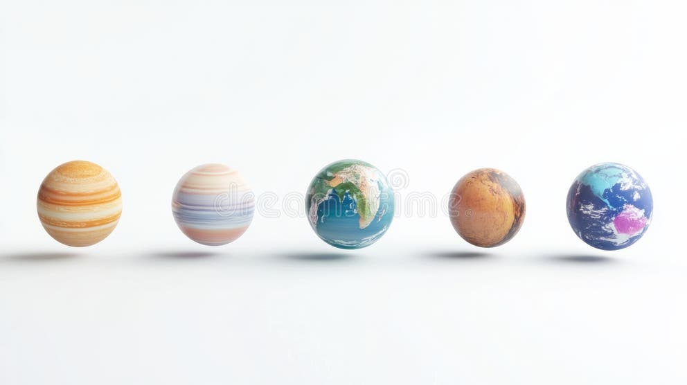 Solar System Planets in Order, Set of All Planets Isolated on White ...