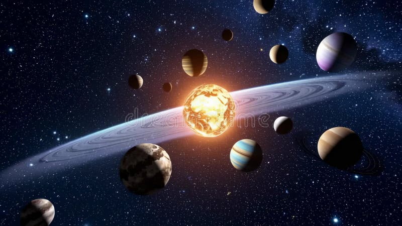 Solar System Planets Rotating Around Sun in Space Animation Stock ...