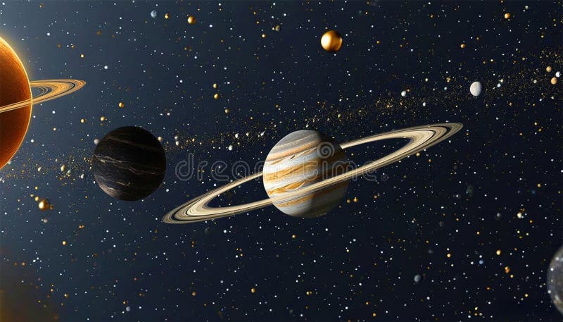 Solar System Planets in Sequence, Space Background Stock Illustration ...