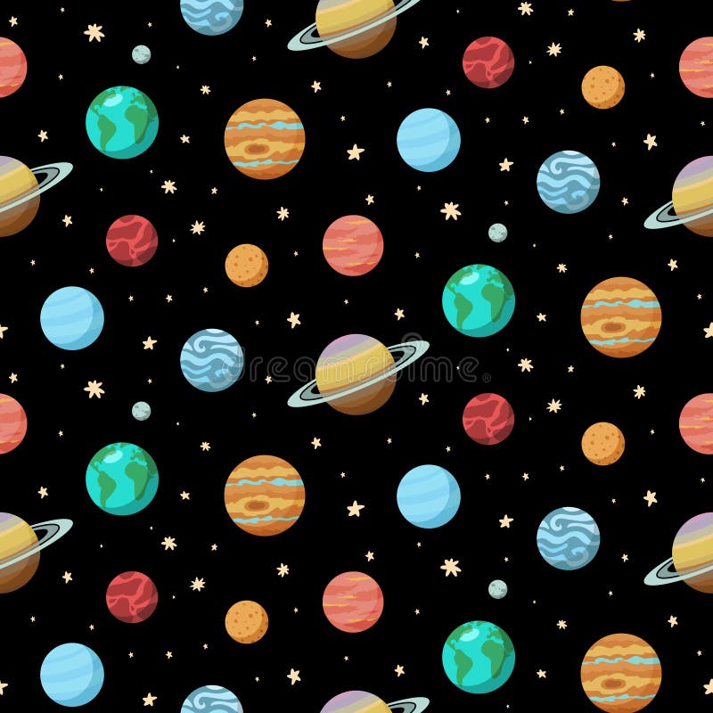Solar System Planets Space Seamless Pattern. Backgroung for Package ...