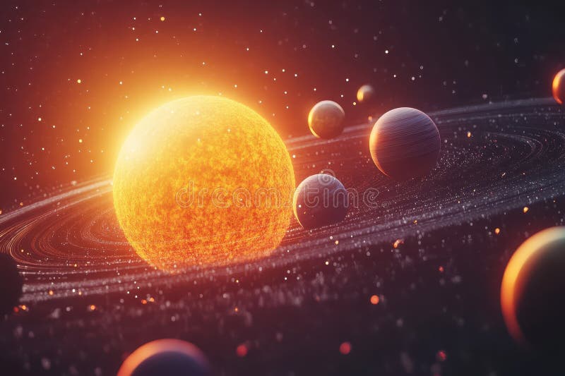 Solar System Planets Star Cosmic Space Orange Brown Stock Illustration ...