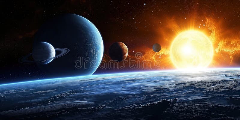 Solar System Planets and Star Stock Illustration - Illustration of ...