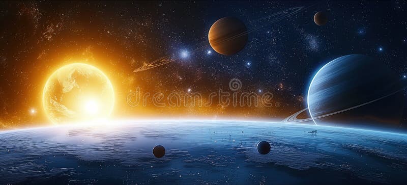 Solar System Planets and Star Stock Illustration - Illustration of ...
