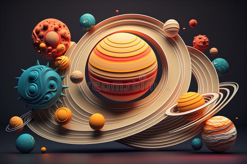 Solar System with Planets, Stars and Galaxies. 3d Illustration Stock ...