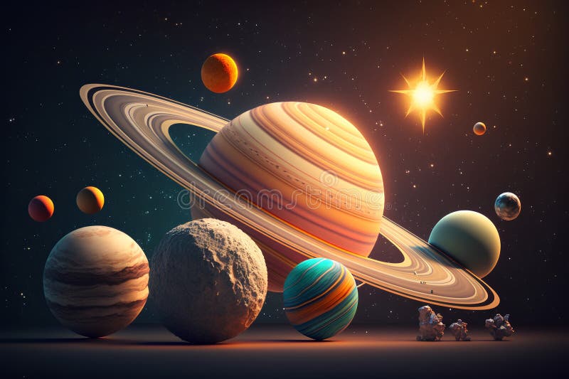 Solar System with Planets, Stars and Galaxies in Space. Vector ...