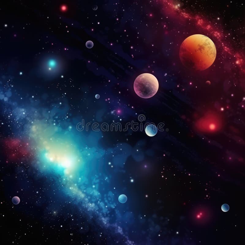 Solar System with Planets and Stars on Night Sky, Created Using ...