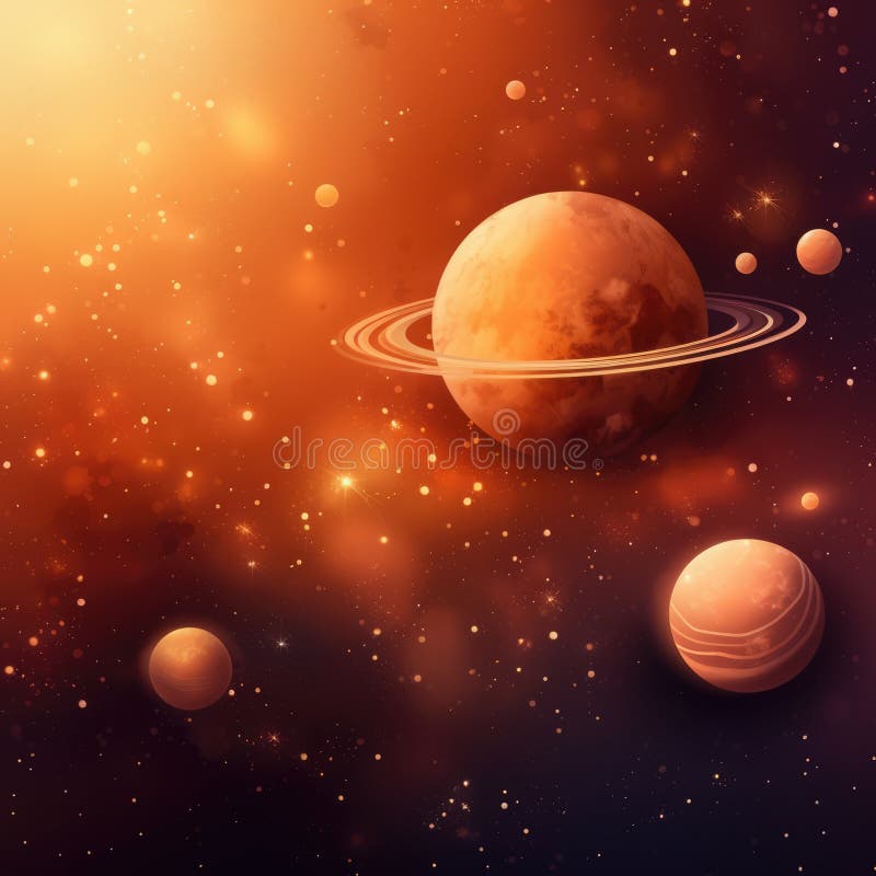 Solar System with Planets and Stars on Night Sky, Created Using ...
