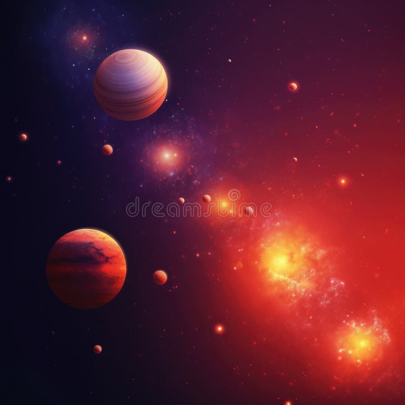 Solar System with Planets and Stars on Night Sky, Created Using ...