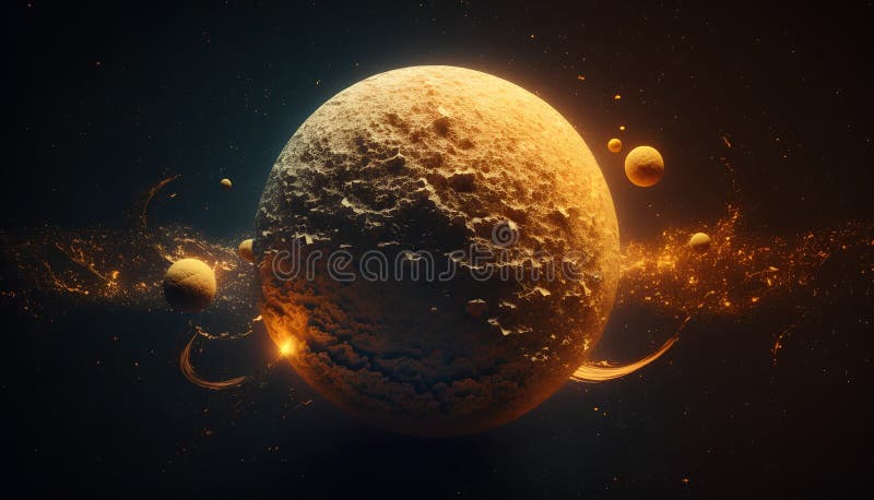 Solar System - Planets and Stars in Space. 3d Render Stock Illustration ...