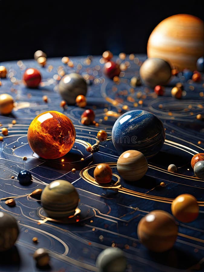 Solar System, Planets and Stars in the Universe, 3D Render of Sun and ...