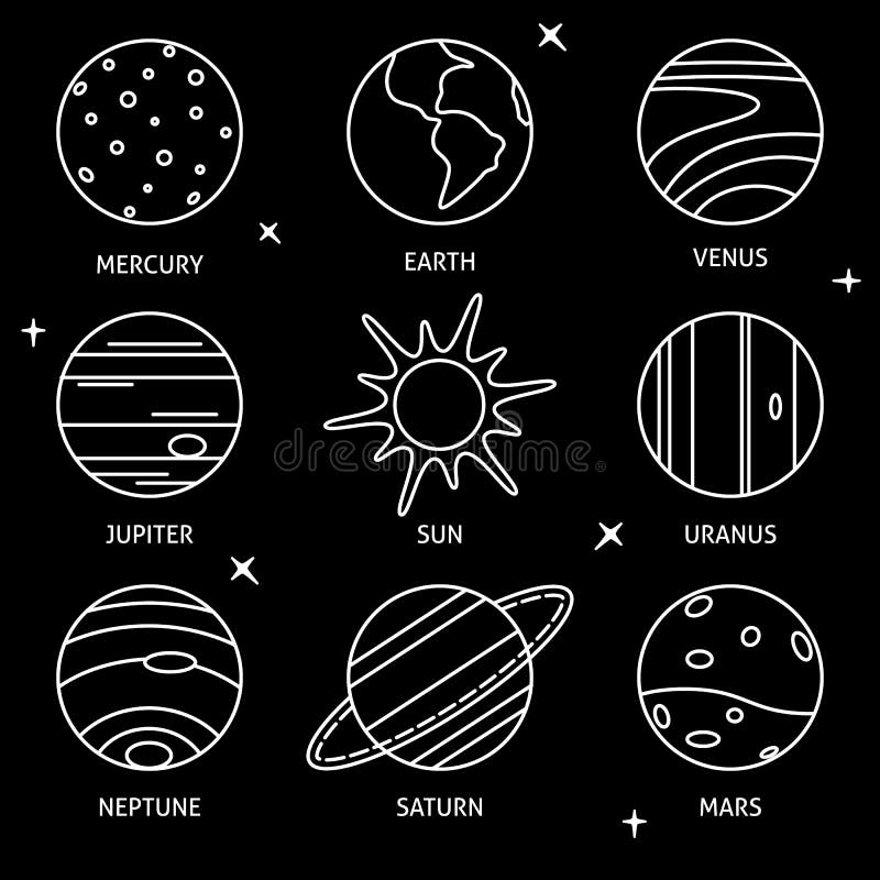 Solar System Planets Outline Stock Illustrations – 1,075 Solar System ...