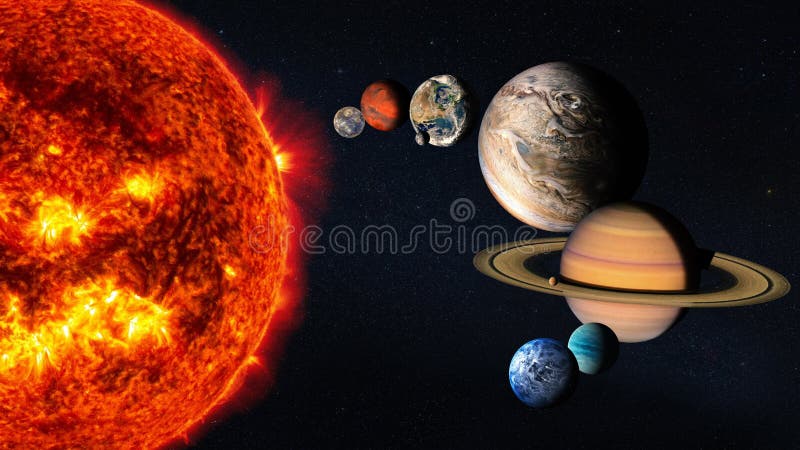 Solar System Planets with Sun and Stars. Elements of this Image ...