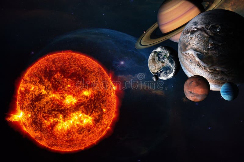 Solar System Planets with Sun and Stars. Elements of this Image ...