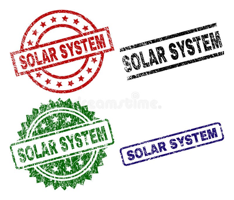 Scratched Textured SOLAR SYSTEM Stamp Seals Stock Vector - Illustration ...