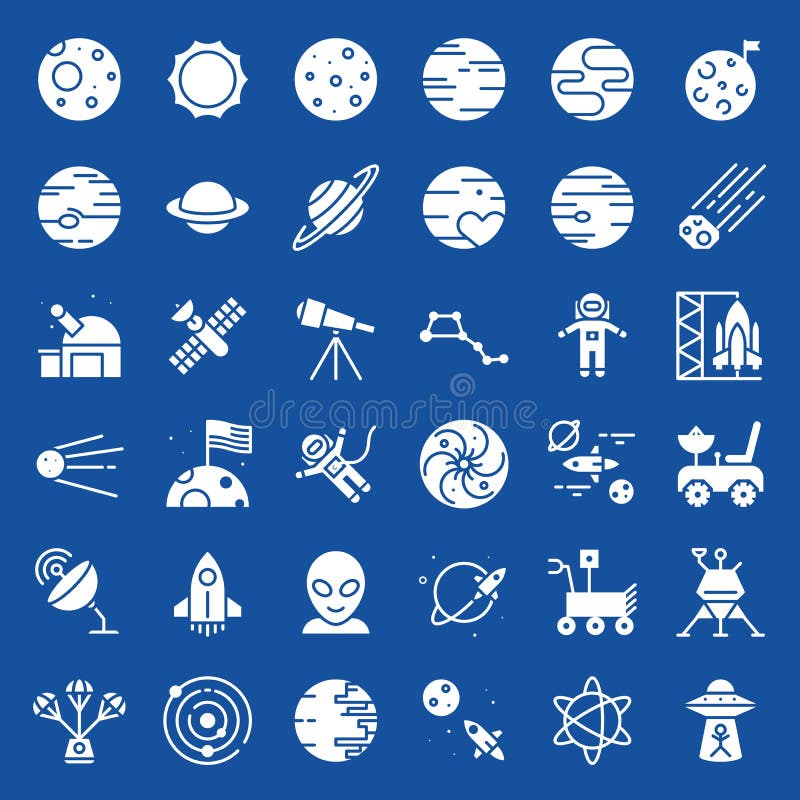 Solar System, Space and Astronaut Icons, Solid Style Stock Vector ...