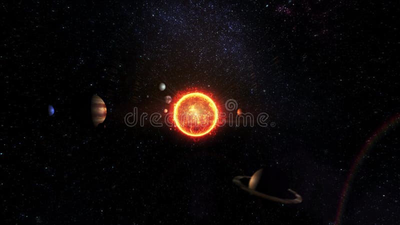 The Solar System Planets Orbits and Relative Positions in Colorful ...