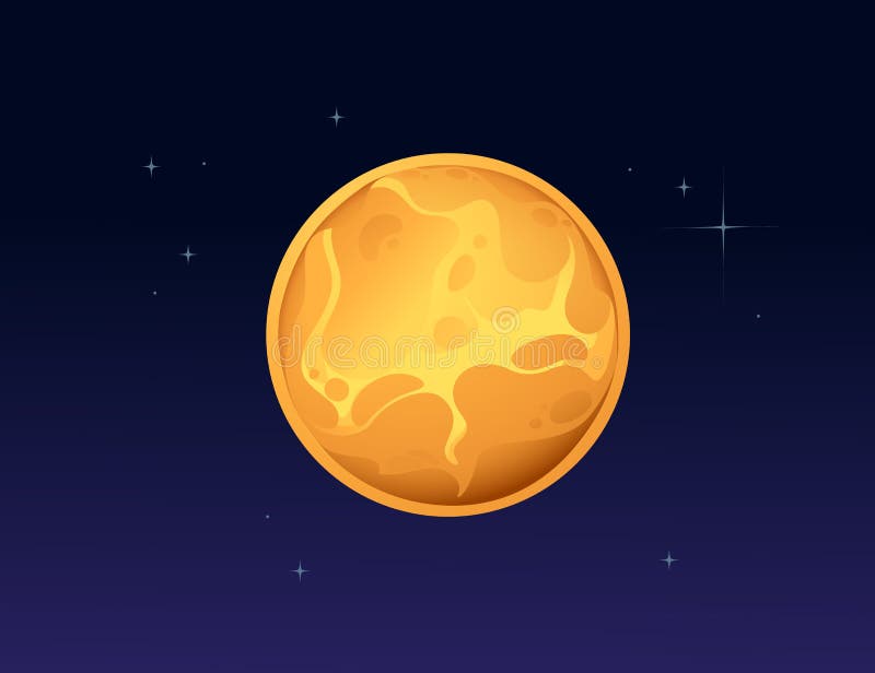Solar System Space Object Planet Venus Vector Illustration on Deep Sky ...