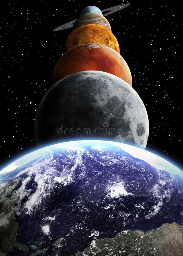 Solar System and Space Objects Stock Illustration - Illustration of ...