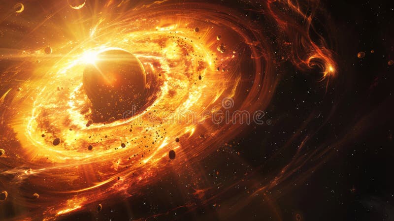 Solar System - Sun and Galaxy in Space Stock Illustration ...