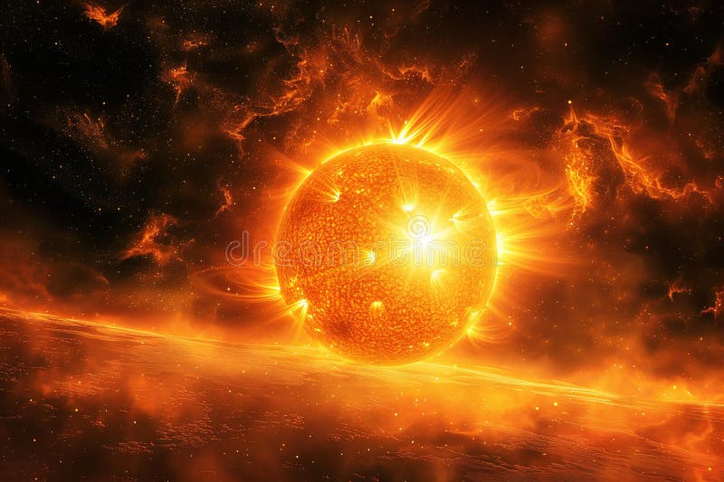 Solar System - Sun in Space Stock Illustration - Illustration of yellow ...