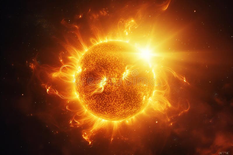 Solar System - Sun, Solar System in Deep Space Stock Illustration ...