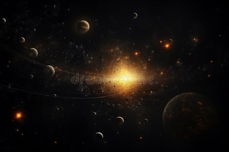 Solar System Surreal and Abstract Background Stock Illustration ...