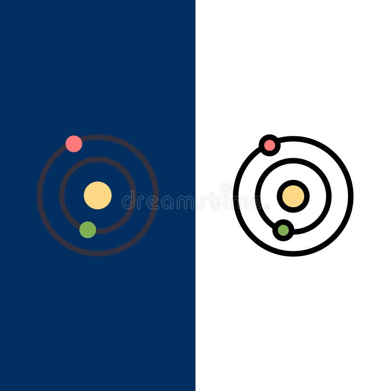 Solar, System, Universe Icons. Flat and Line Filled Icon Set Vector ...
