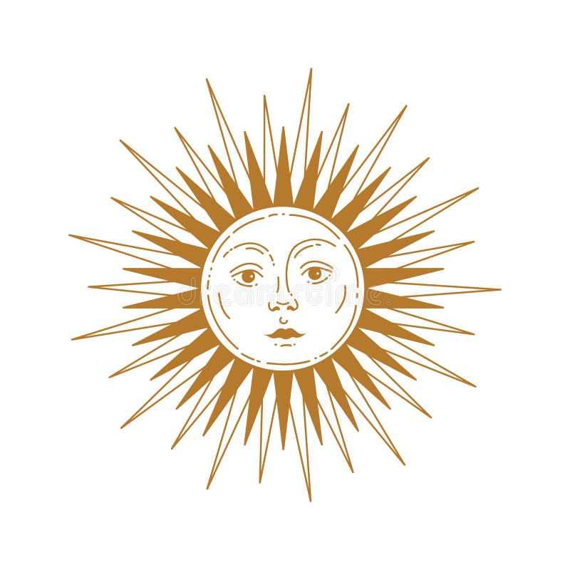 Solar System Vector Illustration. Sun with a Human Face Stock Vector ...