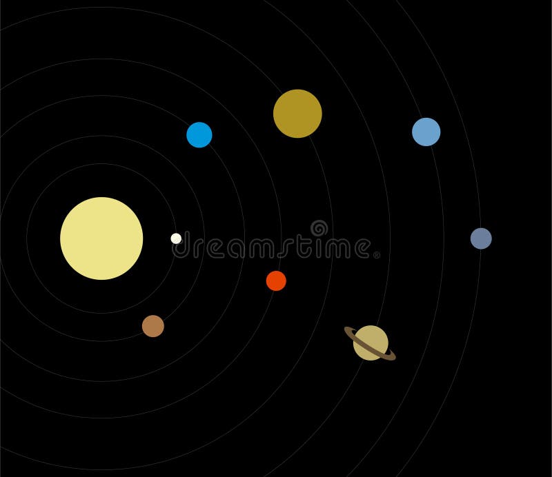 Solar System Vector. the Nine Planets on Black Background Stock Vector ...