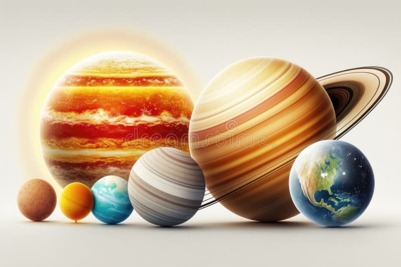 Solar System on White Background, Realistic. Generative AI Stock ...