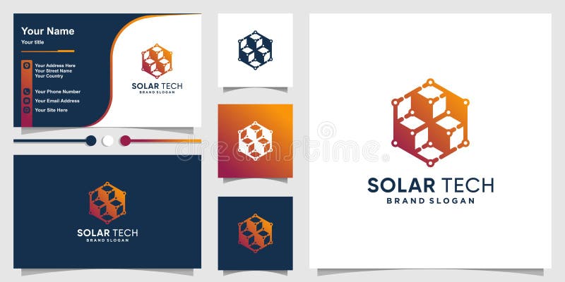 Solar Tech Logo Template with Modern Silhouette Concept and Business ...