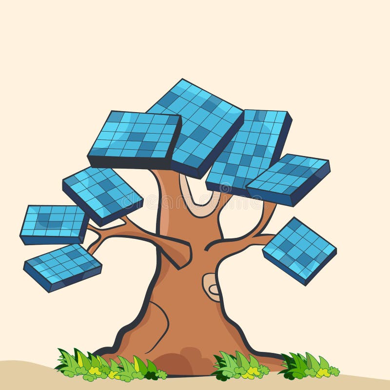 Solar tree stock illustration. Illustration of grow, photovoltaic ...