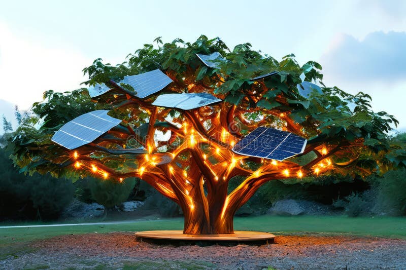 Solar Tree Structure an Artistic Installation Resembling a Tree Stock ...