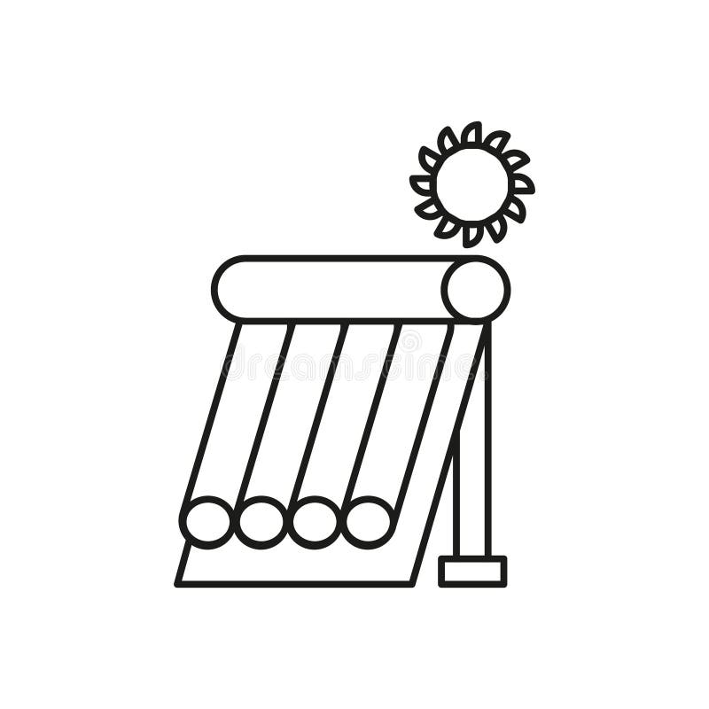 Solar Water Heater Icon Flat Line Symbol Set Stock Vector ...
