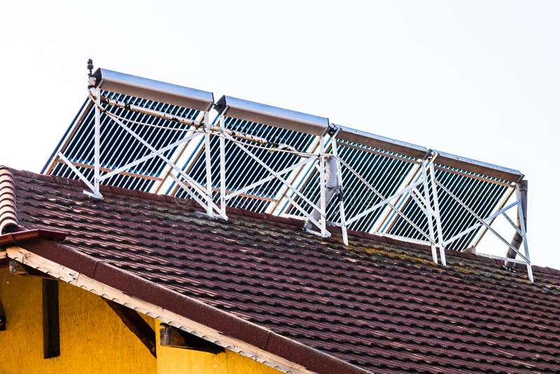 Solar Water Heater on Roof Top. Solar Panel for Hot Water, System on ...