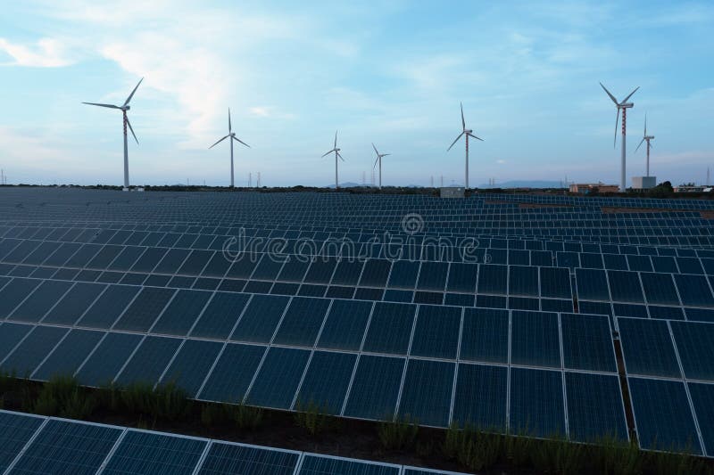 Solar and Wind Energy for Clean Environment Stock Image - Image of ...