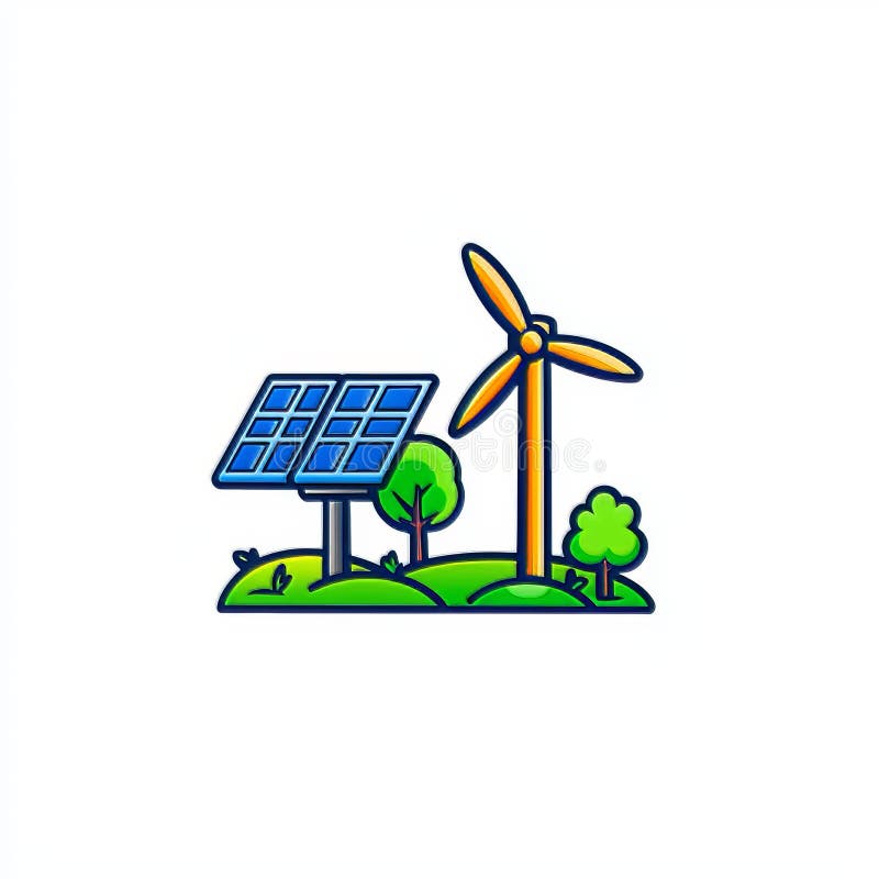 Solar and Wind Energy Icon. Eco-friendly, Sustainable and Renewable ...