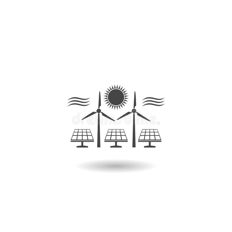 Solar and Wind Energy Logo Icon Isolated on White Background. Set Icons ...