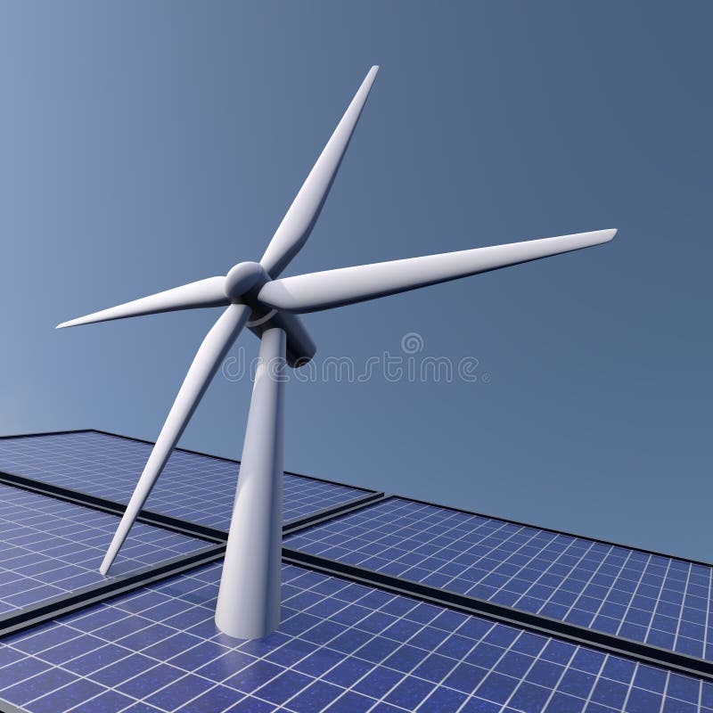 Solar and wind energy stock illustration. Illustration of equipment ...