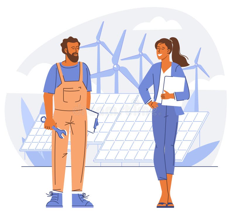 Solar and Wind Power Development and Service. Stock Vector ...