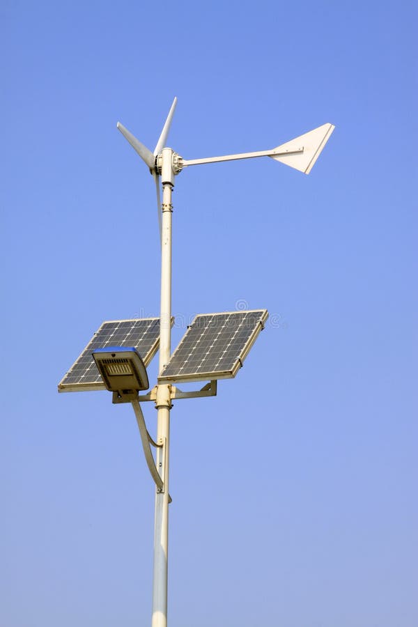 Solar and Wind Power Street Lights Stock Image - Image of renewable ...