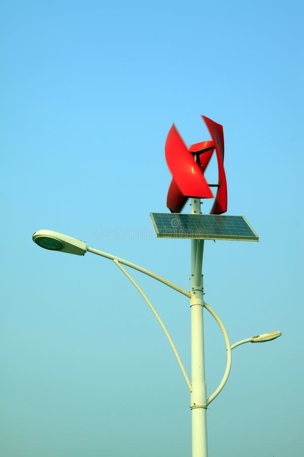 Solar and Wind Power Street Lights Stock Photo - Image of life, outdoor ...