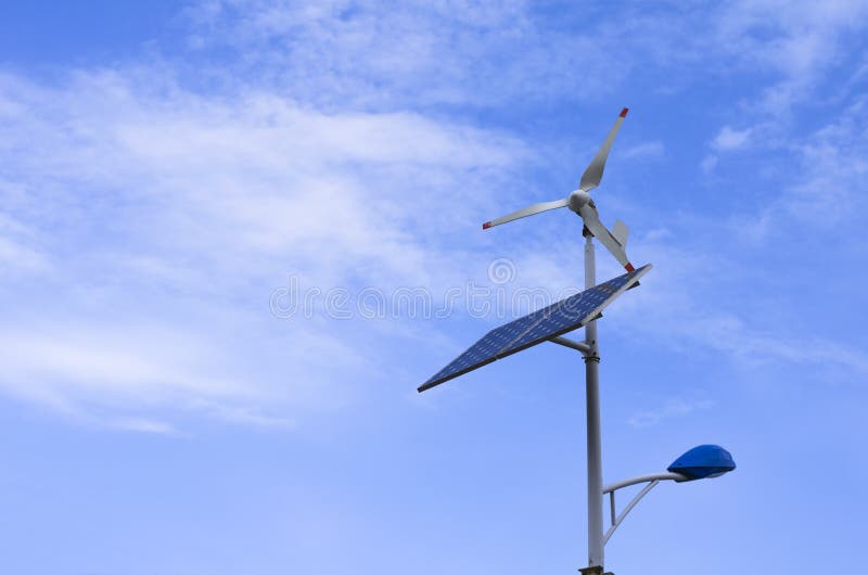 Solar and Wind Powered Light Stock Image - Image of development, dynamo ...