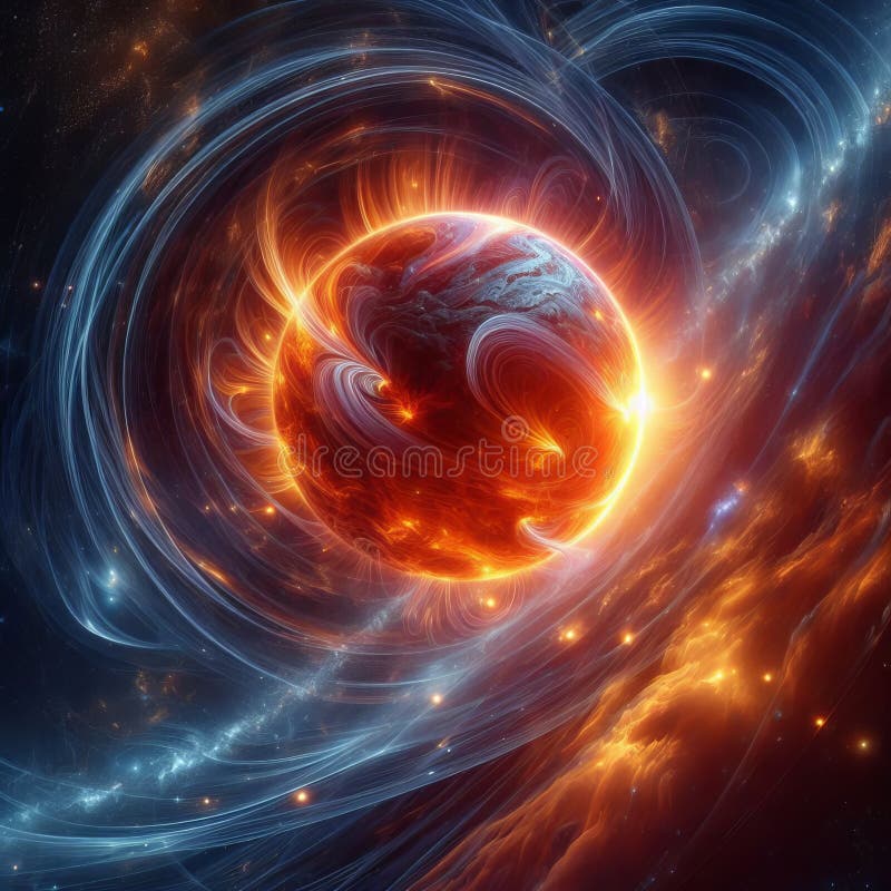 Solar Wind Space Space Containing the Stream of Charged Partcl Stock ...