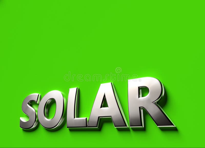 3d Word Solar With Photovoltaic Cells Stock Illustration - Illustration ...