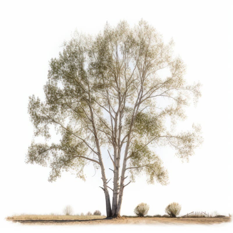 Solarized Poplar Tree on White Background Stock Illustration ...