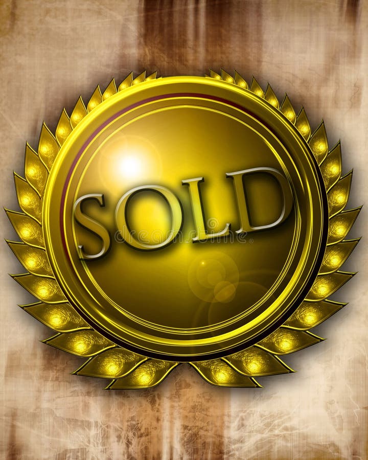 Goldish - Sold Sign stock vector. Illustration of button - 9918077